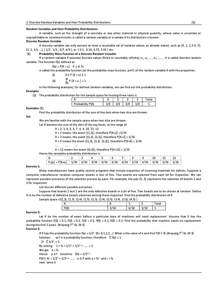 3 Discrete Random Variables | Download Free PDF | Probability ...