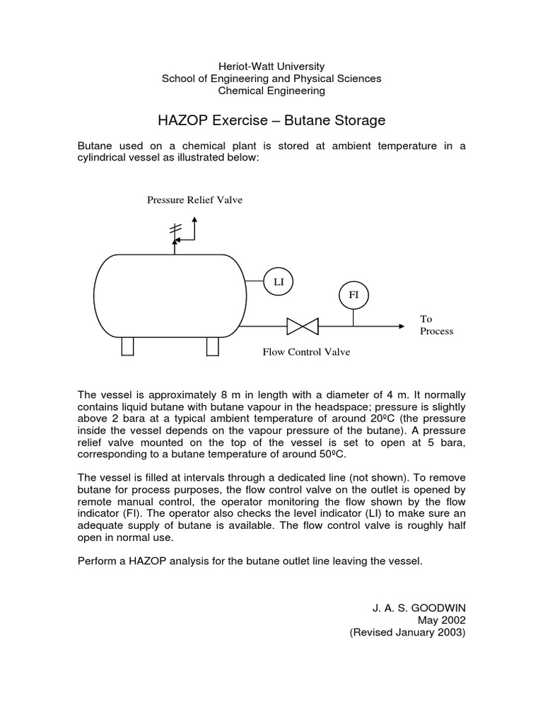 HAZOP Exercise Butane Storage | PDF
