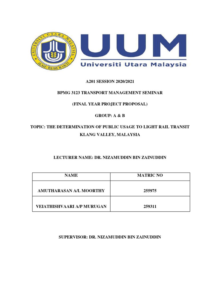 A201 - Final Year Project (Proposal) | PDF | Light Rail | Survey ...