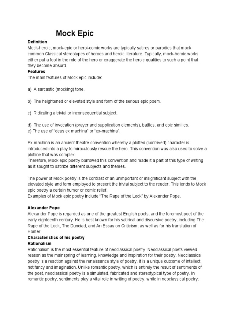Mock Epic | PDF | Poetry