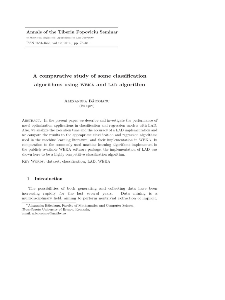 A Comparative Study of Some Classification Algorithms Using and ...