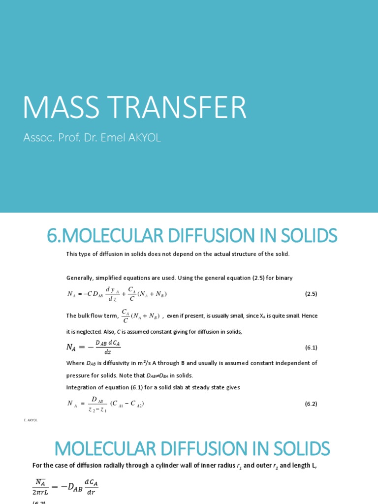 Mass Transfer - 6 | PDF | Diffusion | Porosity