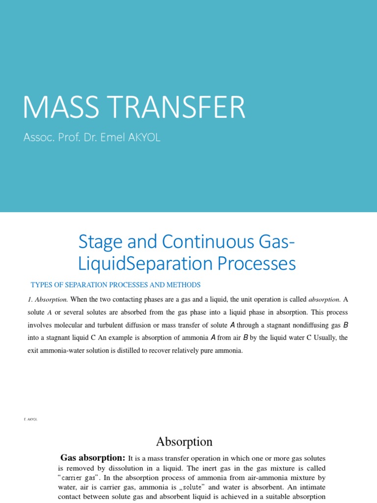 MASS TRANSFER - 11.week | PDF | Solution | Distillation