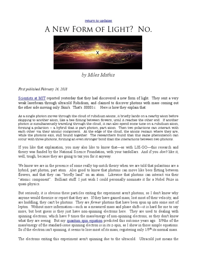 A New Form of Light by Miles Mathis | Download Free PDF | Spin (Physics ...