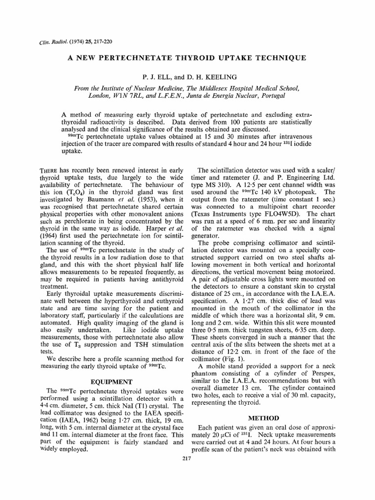 A New Pertechnetate Thyroid Uptake Technique | PDF | Hyperthyroidism ...