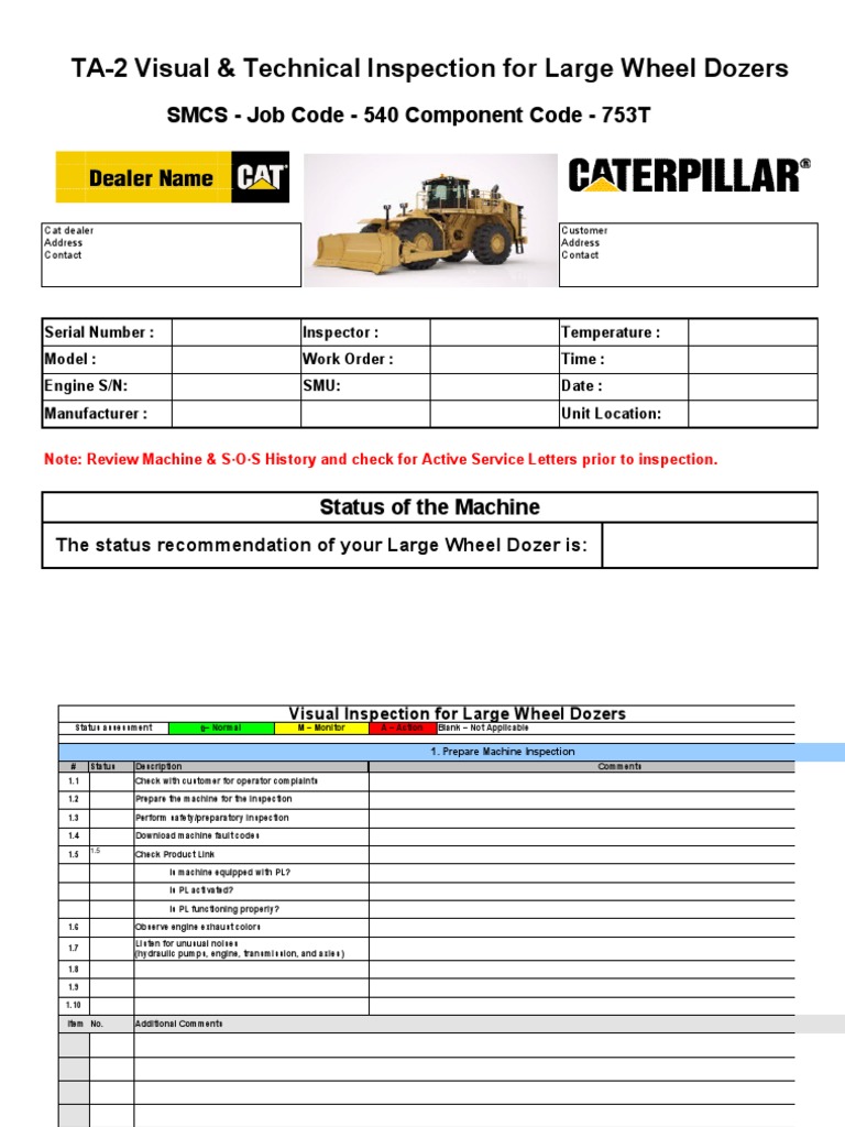 Wheel Dozers TA2 Checklist | PDF | Transmission (Mechanics) | Axle