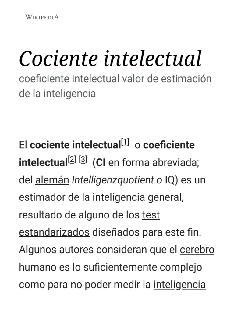 Cociente Intelectual - Wikipedia, La Enciclopedia Libre | PDF ...
