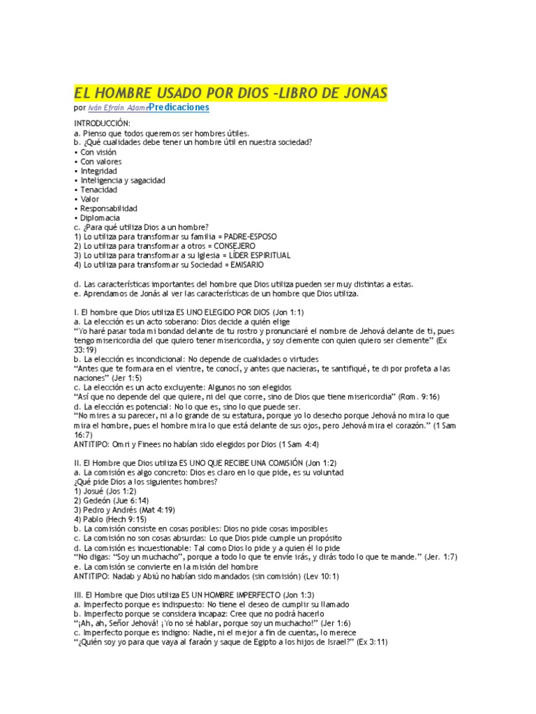 El Hombre USADO POR Dios - LIBRO DE JONAS | PDF | Jonás | Oración