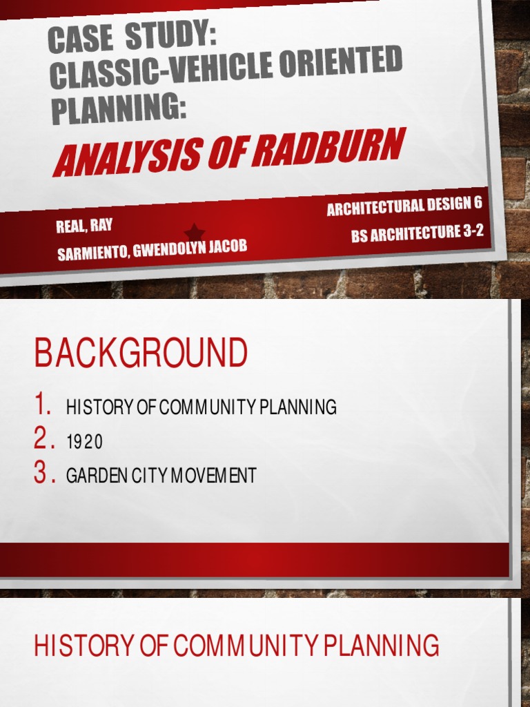 Case Study of CLassic Vehicle Oriented Planning Analysis of Radburn ...
