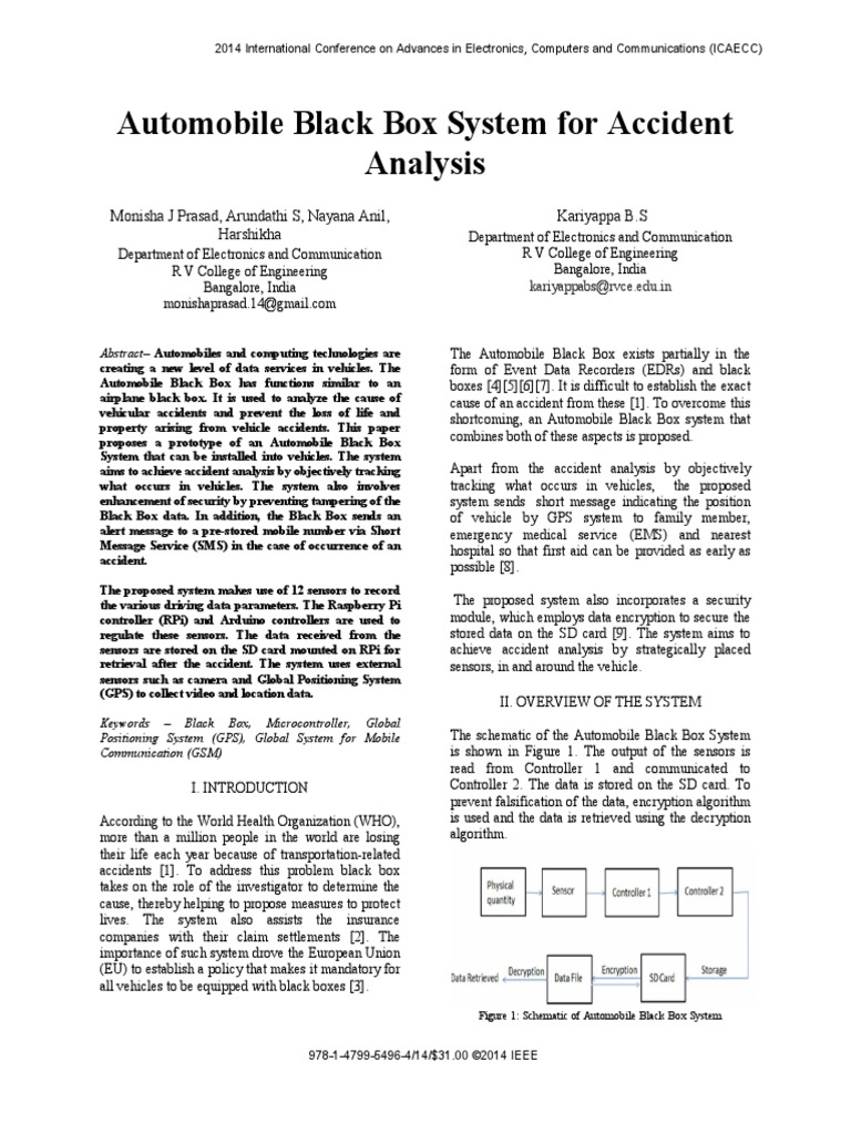Automobile Black Box System For Accident Analysis: Monisha J Prasad ...
