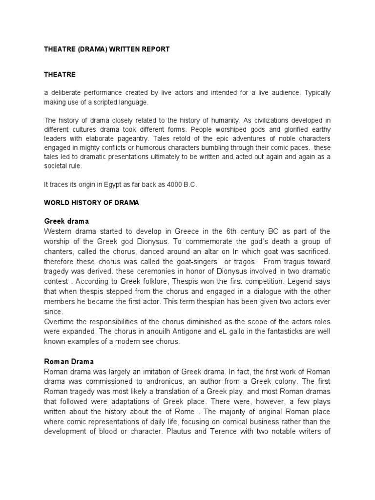 Drama - Elements, Genre, Examples | PDF | Theatre | Entertainment (General)