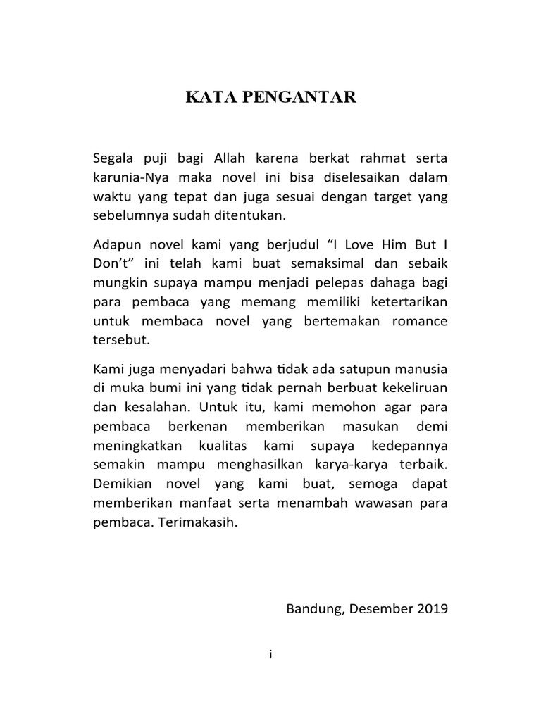 Kata Pengantar Dan Daftar Isi Novel | PDF