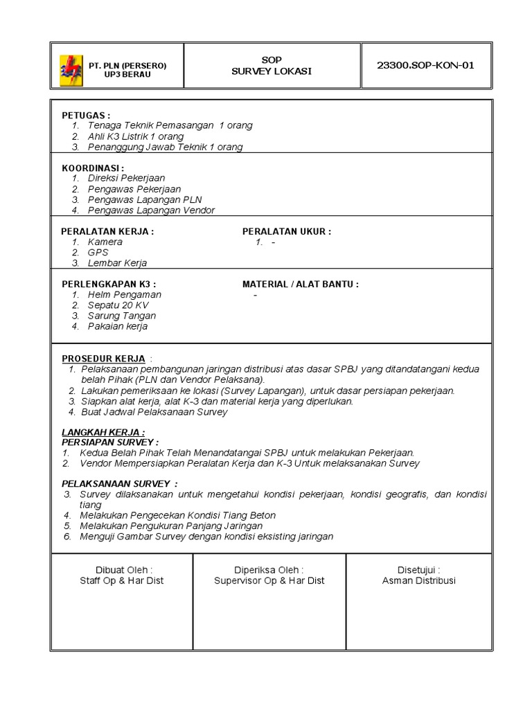 SOP Survey Lokasi Proyek Konstruksi | PDF