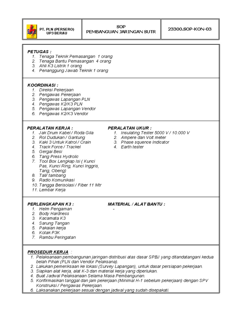 Sop Konstruksi Pembangunan Jar Sutr | PDF