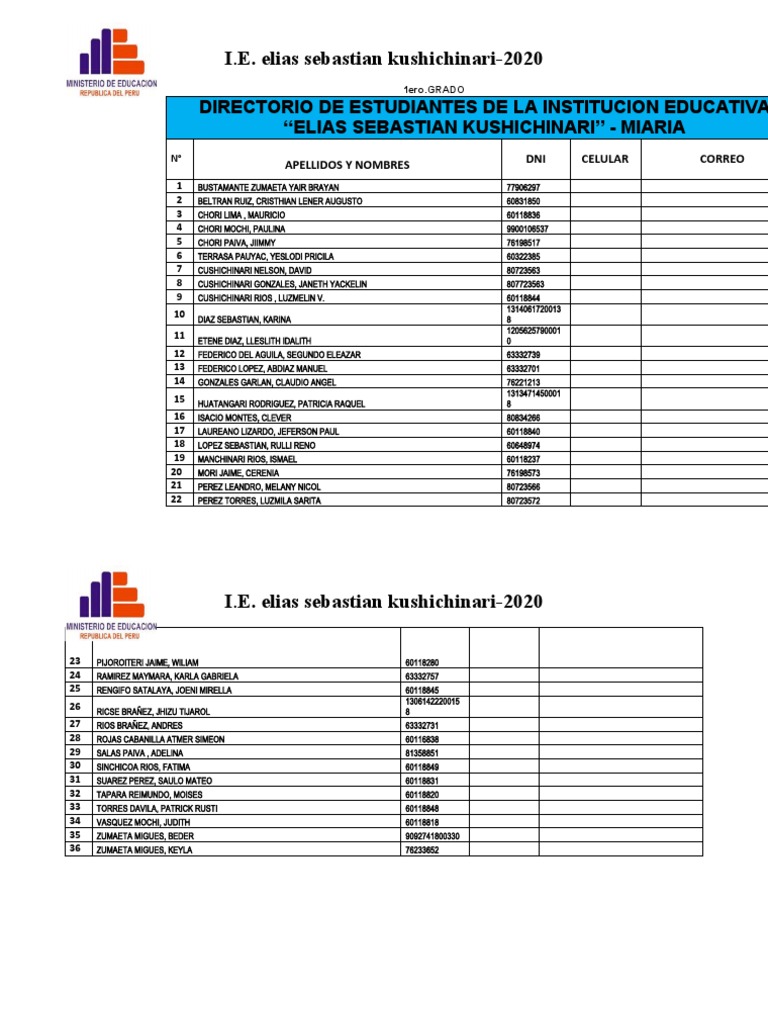 Directorio de Estudiantes | PDF