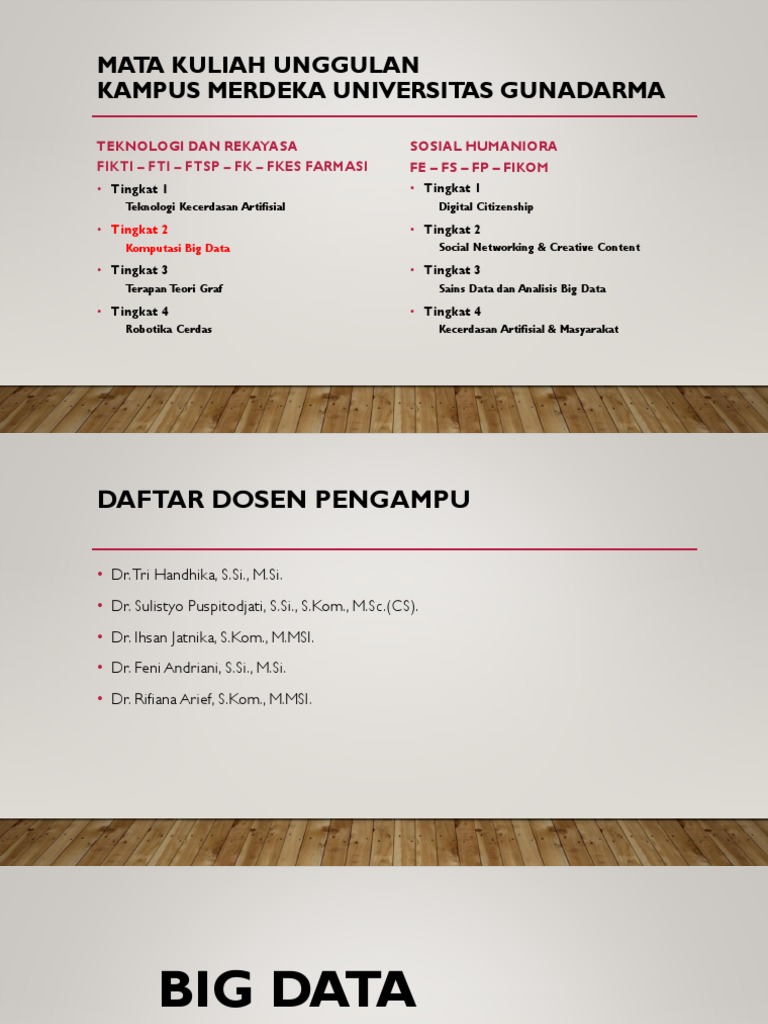 M1 - Syllabus Big Data Applications Big Data Computing Big Data Technologies Big Data Analytics ...