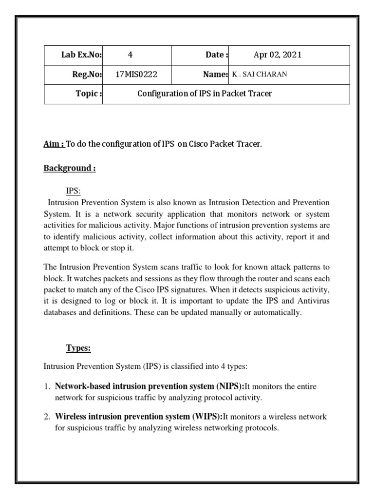Lab Ex - No: Date: Reg - No: Name: Topic:: K - Sai Charan | PDF | Computer Network | Security ...