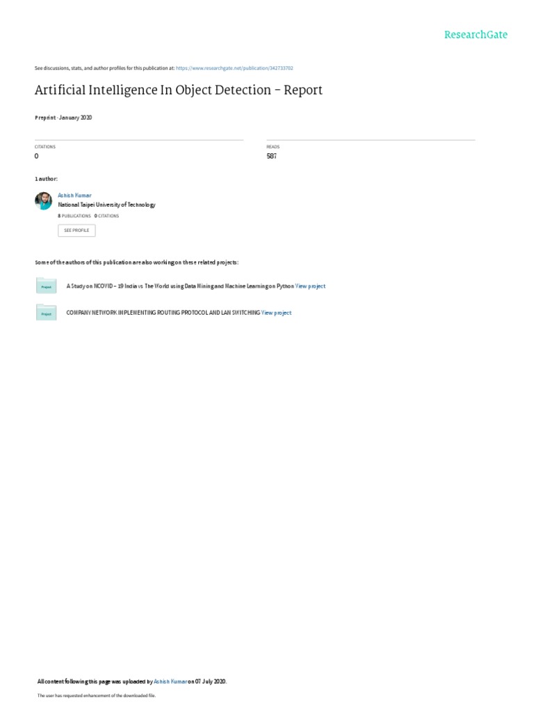 Artificial Intelligence in Object Detection-Report | PDF | Artificial ...