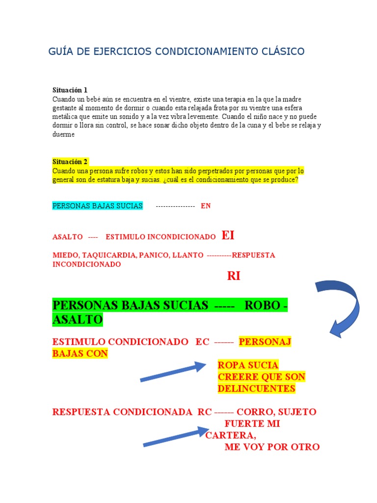 Guía de Ejercicios Condicionamiento Clásico | PDF | Libros para ...