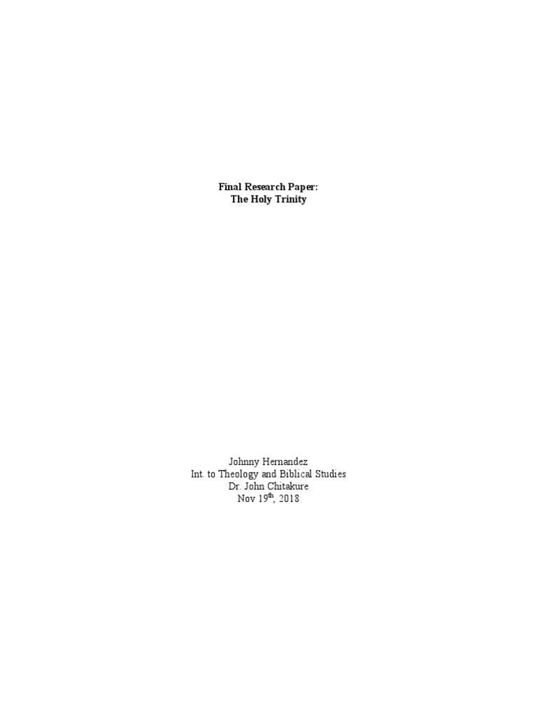 Holy Trinity Research Paper | PDF | Trinity | God The Father