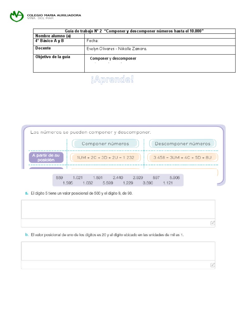 Composición y descomposición hasta 10,000 | PDF