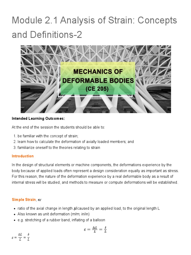 Module 2.1 Analysis of Strain - Concepts and Definitions-2 - CE 205 ...