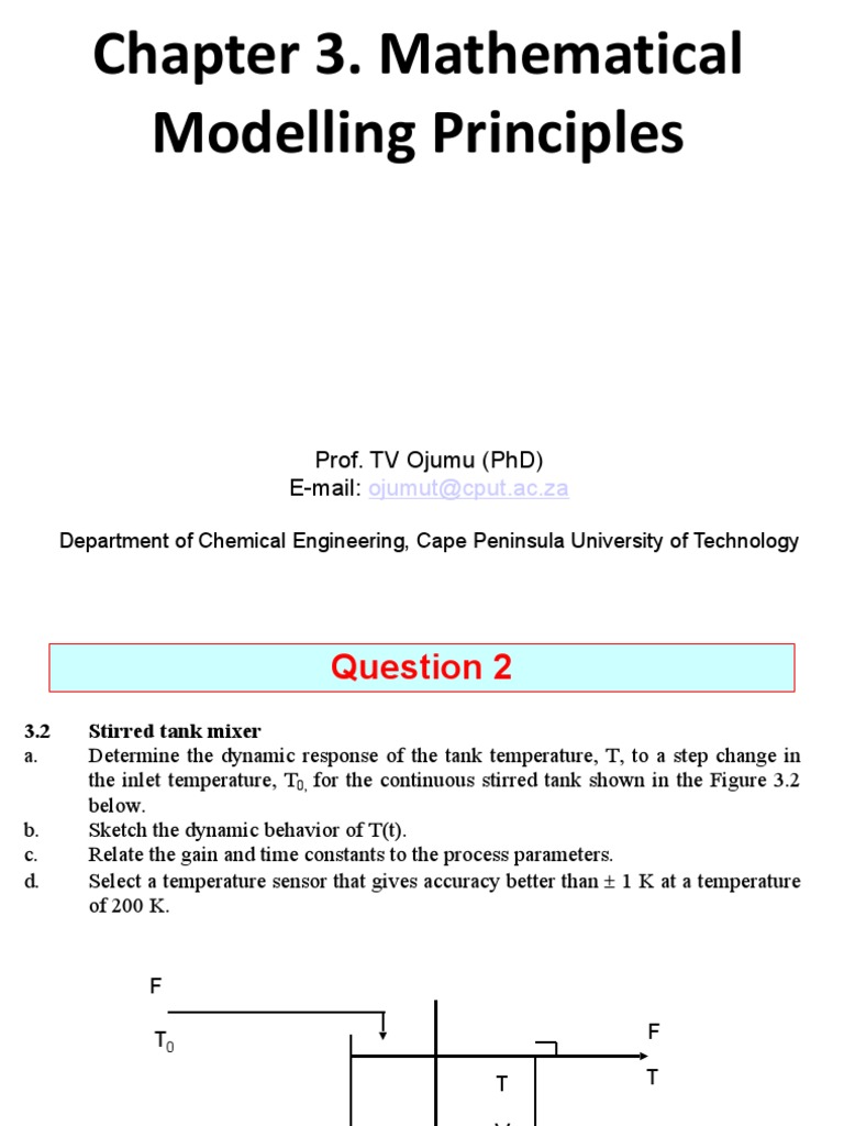 Chapter 3. Mathematical Modelling Principles: Prof. TV Ojumu (PHD) E-Mail | PDF | Science ...