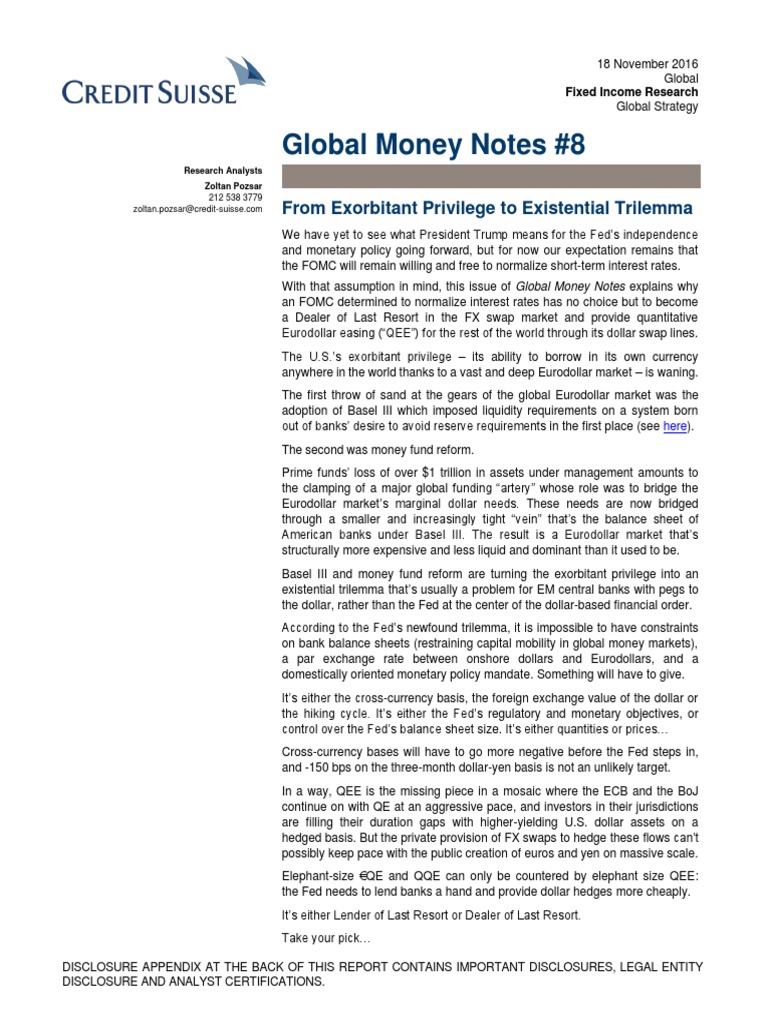Global Money Notes #8: From Exorbitant Privilege To Existential ...