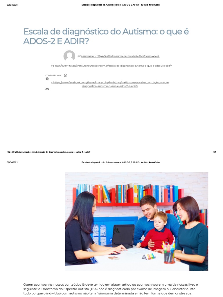 Escala de Diagnóstico Do Autismo - o Que É ADOS-2 E ADIR - Instituto ...