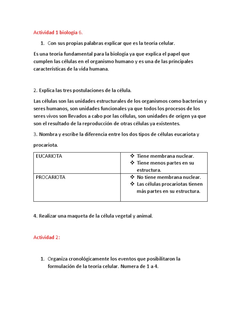 Teoría celular y tipos de células | PDF | Citoplasma | Nucleo celular