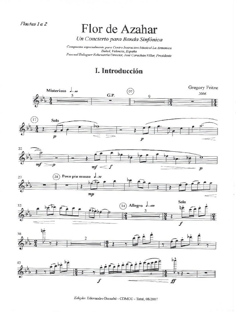 Flor de Azahar Concerto para Banda Gregory Fritze | PDF