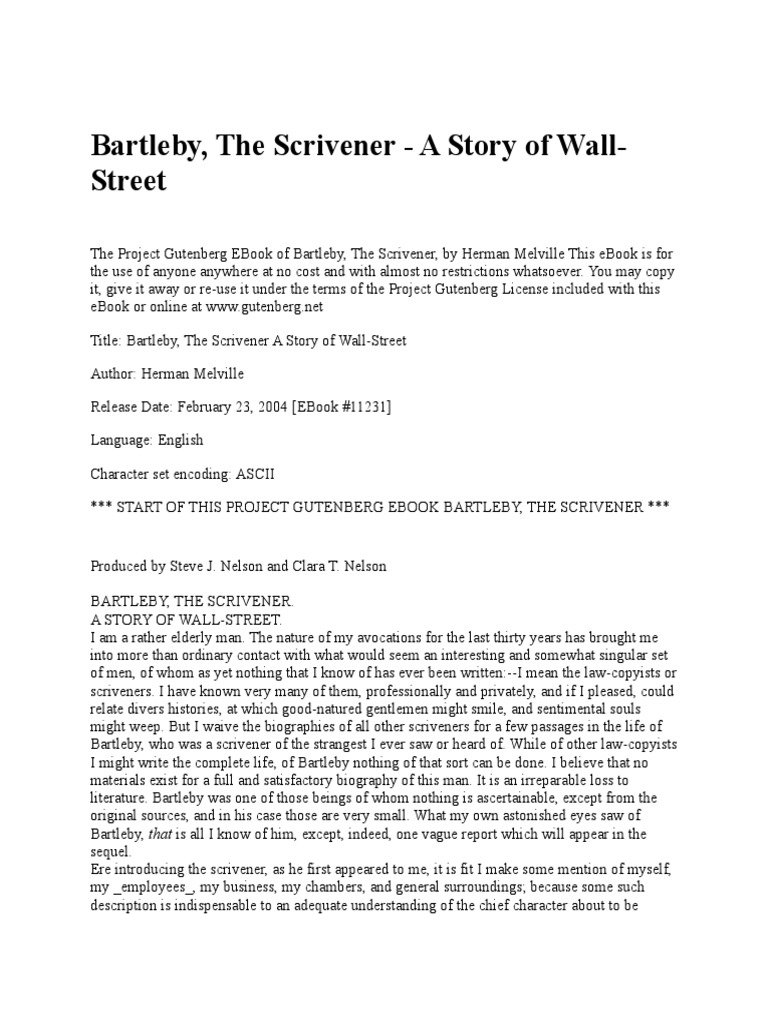 Melville - Bartleby | PDF | Bartleby, The Scrivener | Herman Melville