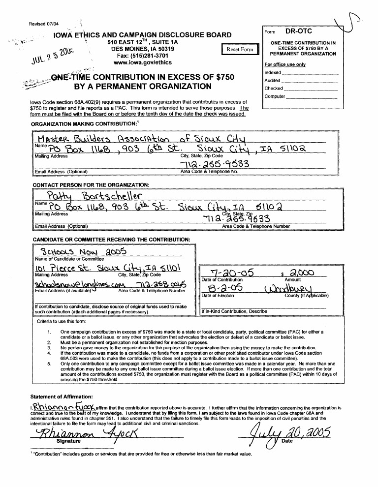 Iowa PAC Contribution Form Guidelines | PDF | Political Action ...
