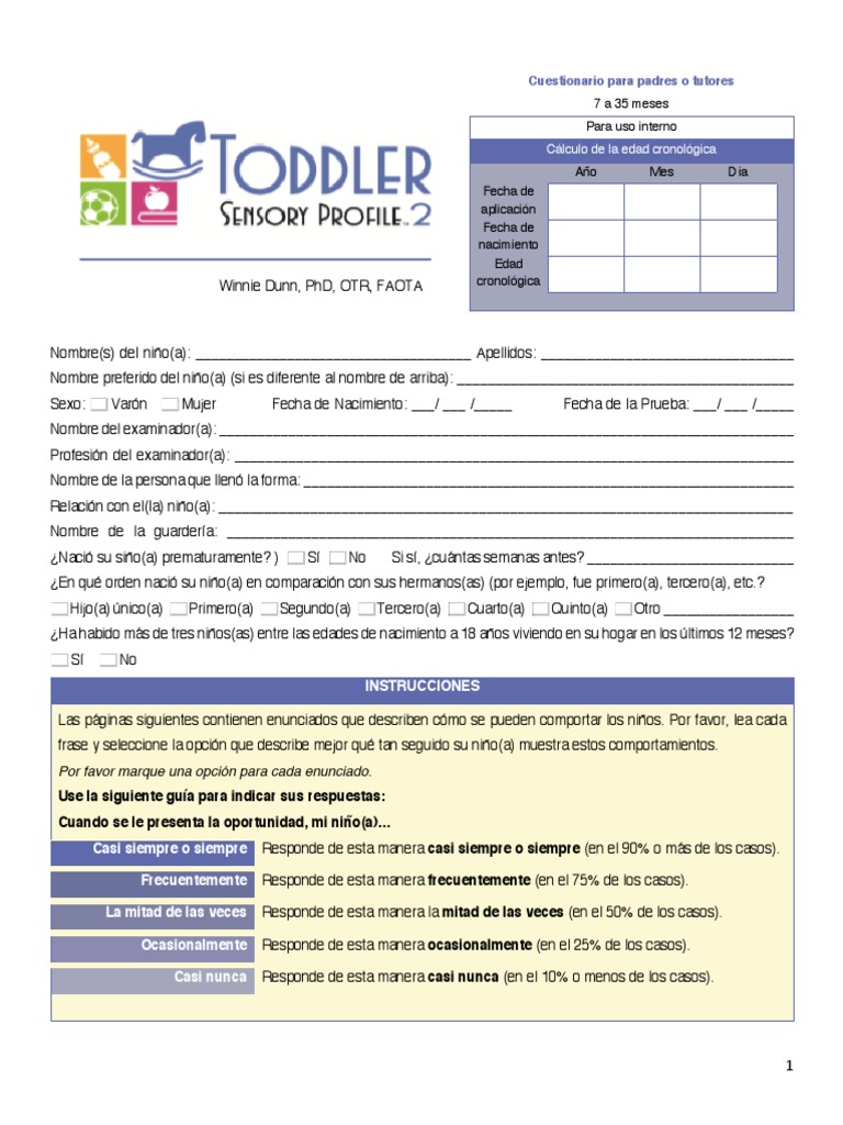 Perfil Sensorial 2 Toddler Pdf Naturaleza