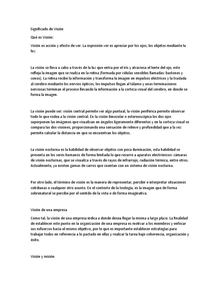 Qué Es Visión | PDF | Percepción visual | Ojo humano