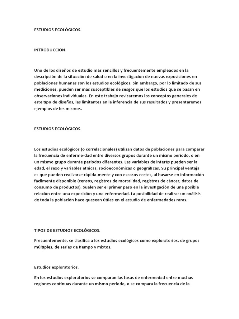 Estudios Ecologicos | PDF | Cáncer | Epidemiología