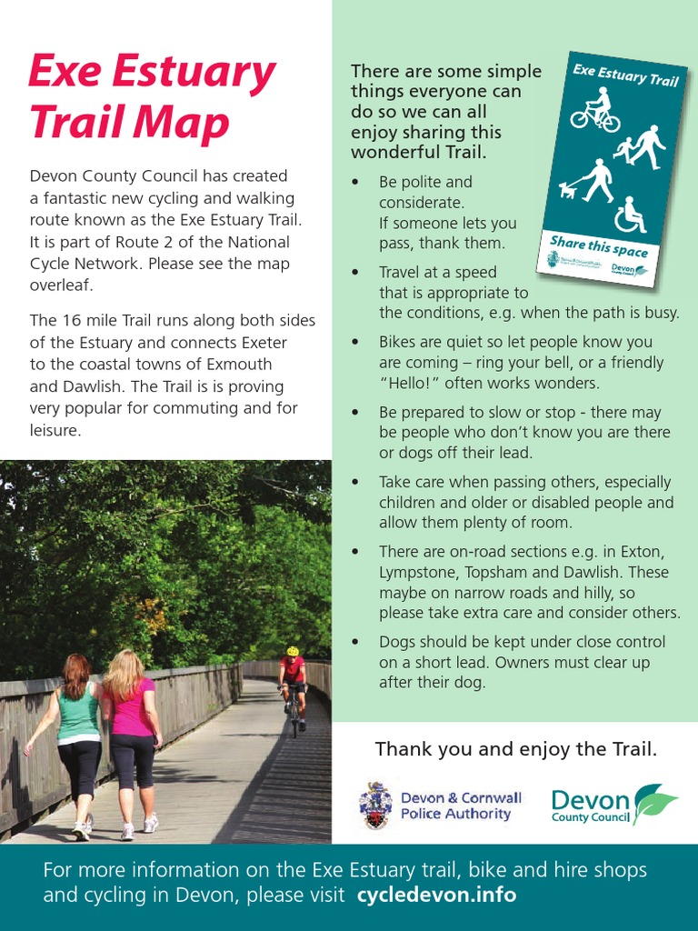 Exe Estuary Trail Map With Share Space 180515 | PDF | Adventure | Road ...