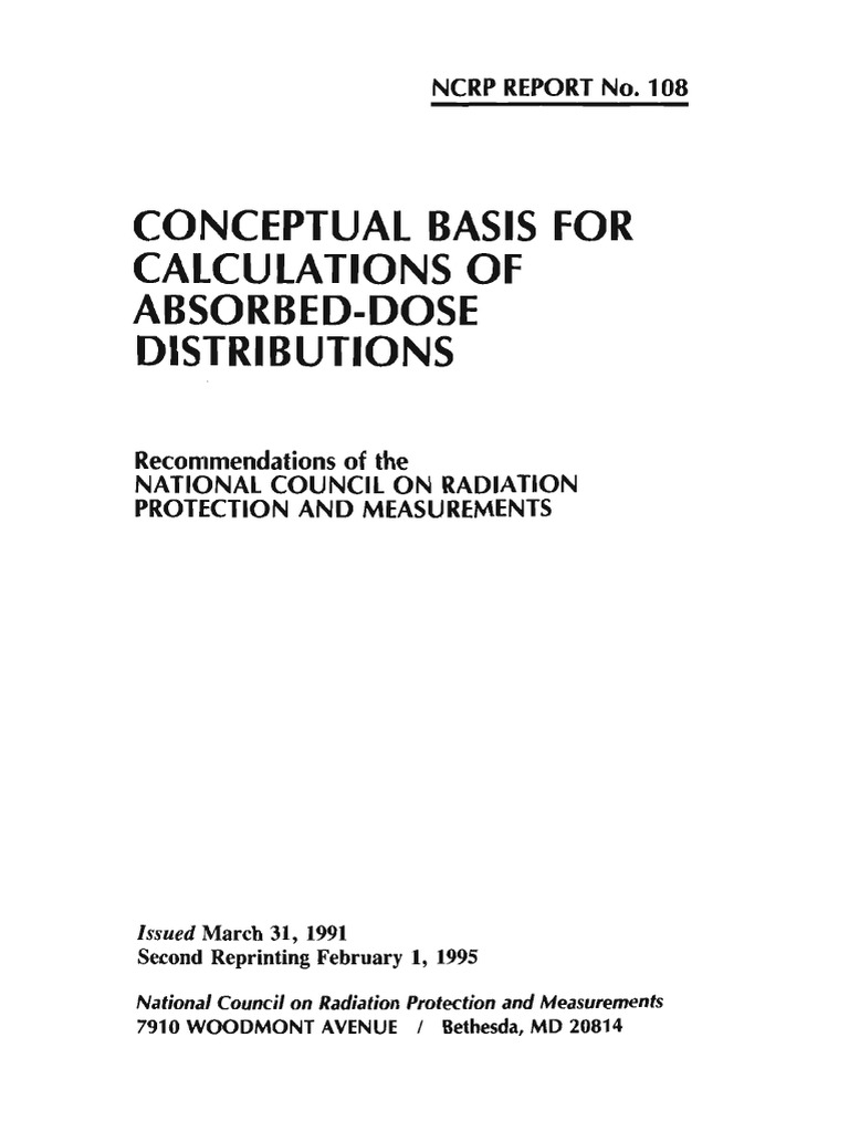 NCRP Report No. 108 - Conceptual Basis For Calculations of Absorbed ...