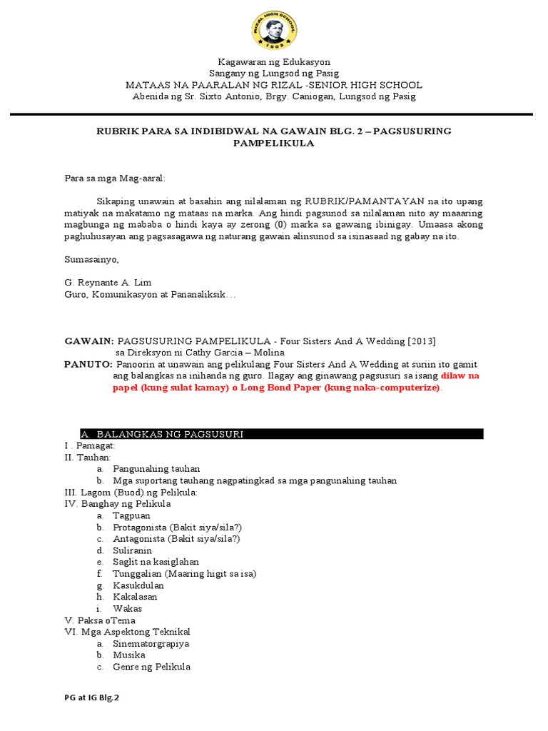 IG - PG - BLG 2 - Pagsusuring Pampelikula - 1 | PDF