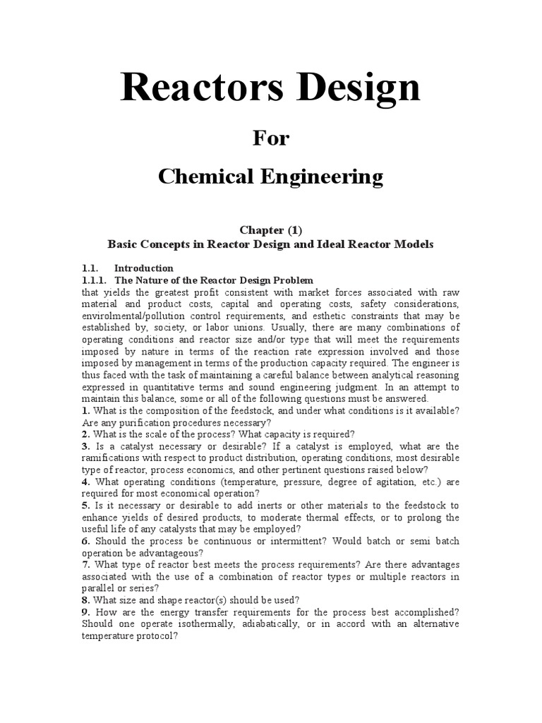 Reactors Design: For Chemical Engineering | PDF | Chemical Reactor ...