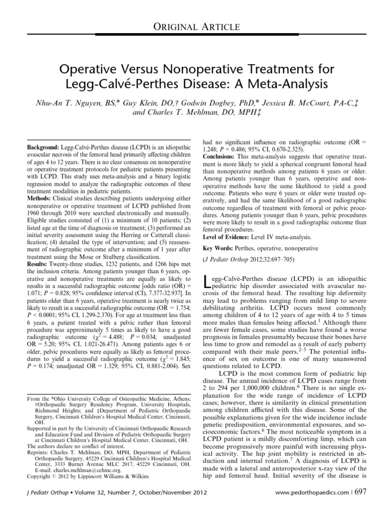 Operative Versus Nonoperative Treatments For Legg-Calve - Perthes ...
