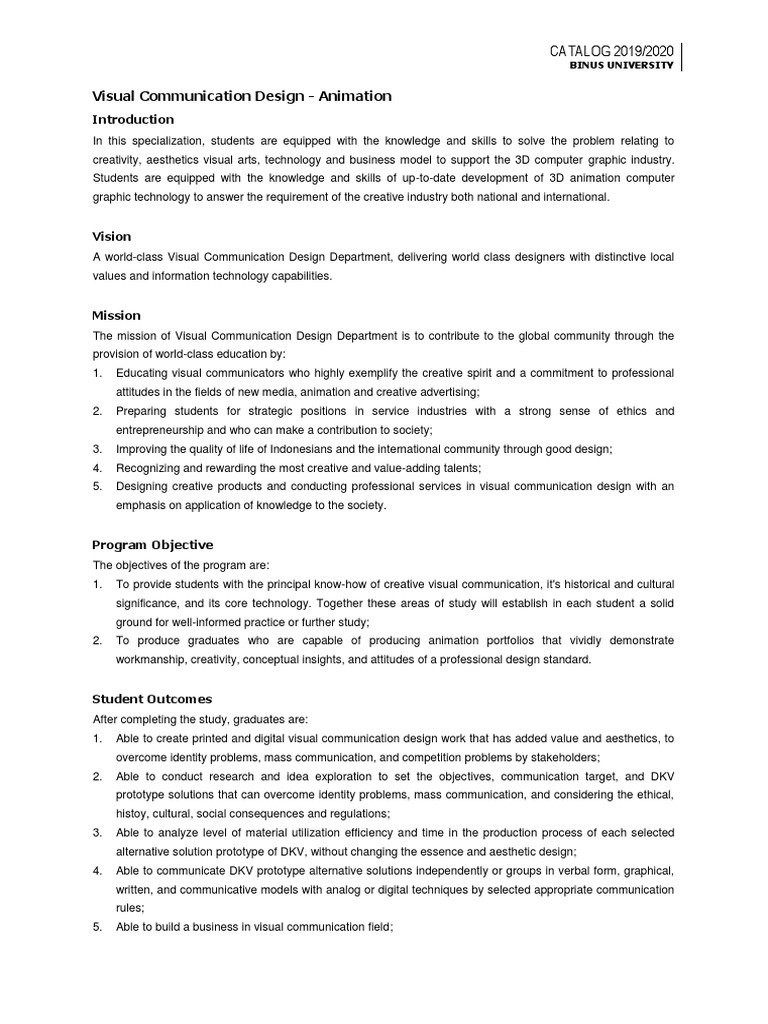 Visual Communication Design - Animation: CATALOG 2019/2020 | PDF | 3 D ...