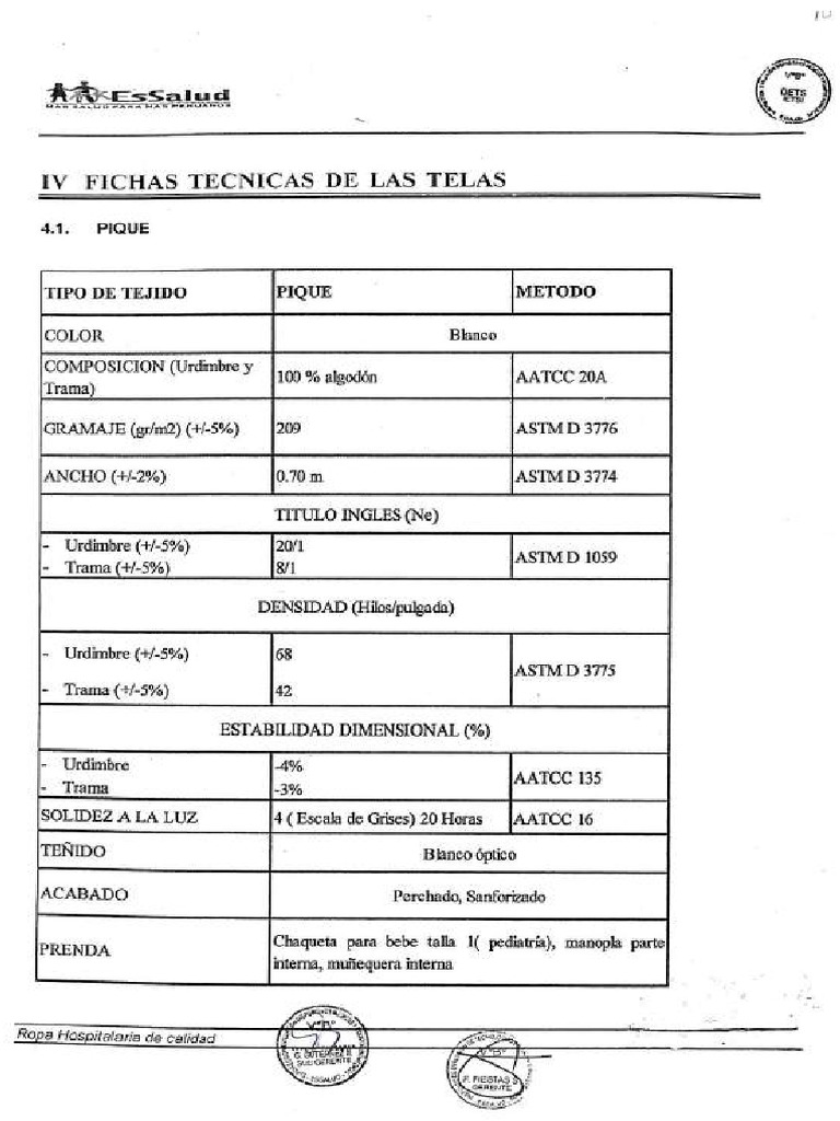 Fichas Tecnicas de La Telas | PDF