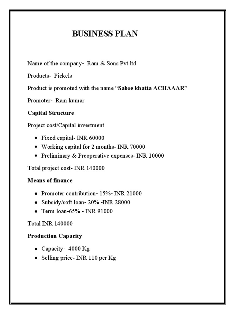 Business Plan: Capital Structure | PDF | Expense | Prices