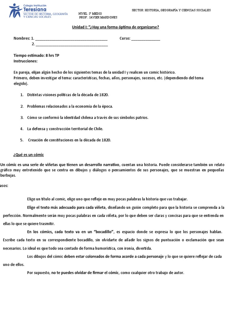 Pauta Cómic Histórico Modulo 1 | PDF | Cómics | Dibujos animados