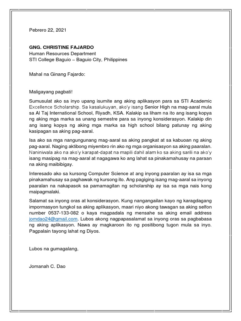 Liham Aplikasyon | PDF