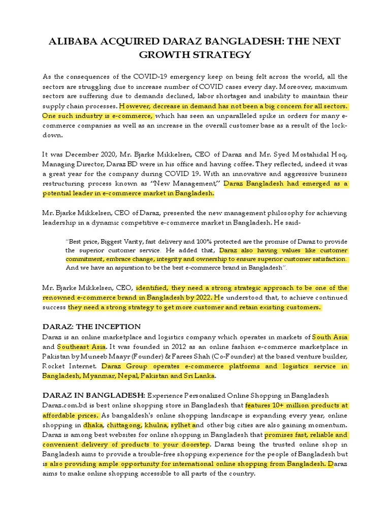 Case-Alibaba Acquired Daraz - The Next Growth Strategy | PDF | E ...