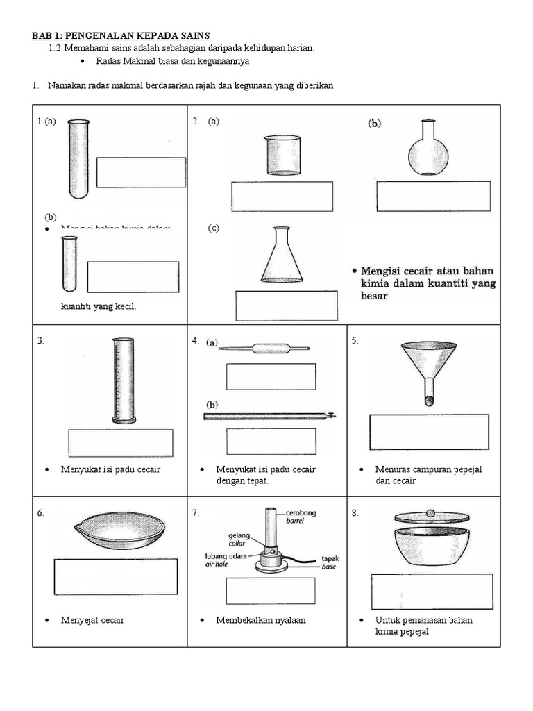 BAB 1 Radas Makmal Biasa Dan Kegunaannya | PDF