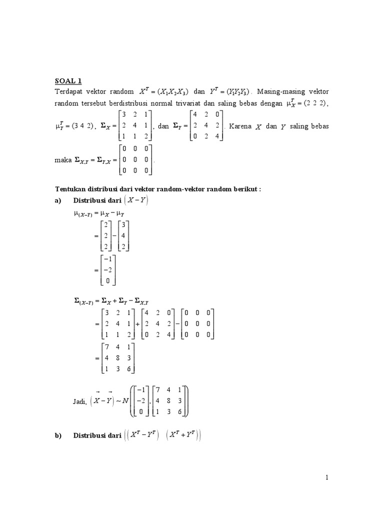 Distribusi Vektor Random Normal Multivariat | PDF