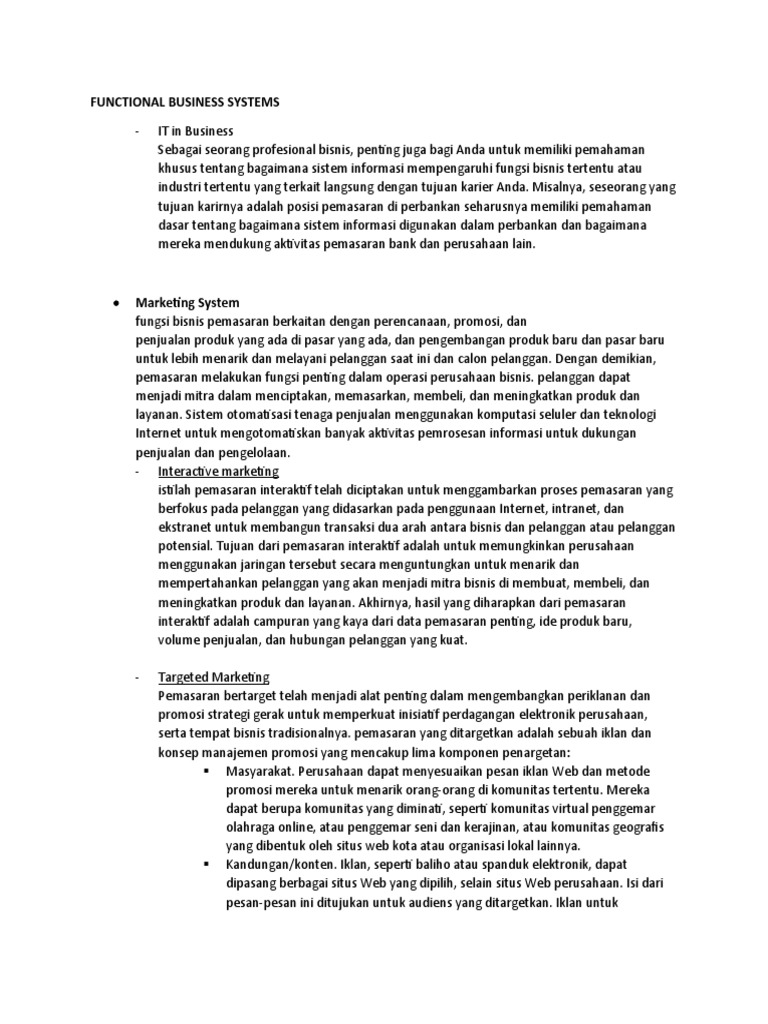 Functional Business Systems | PDF